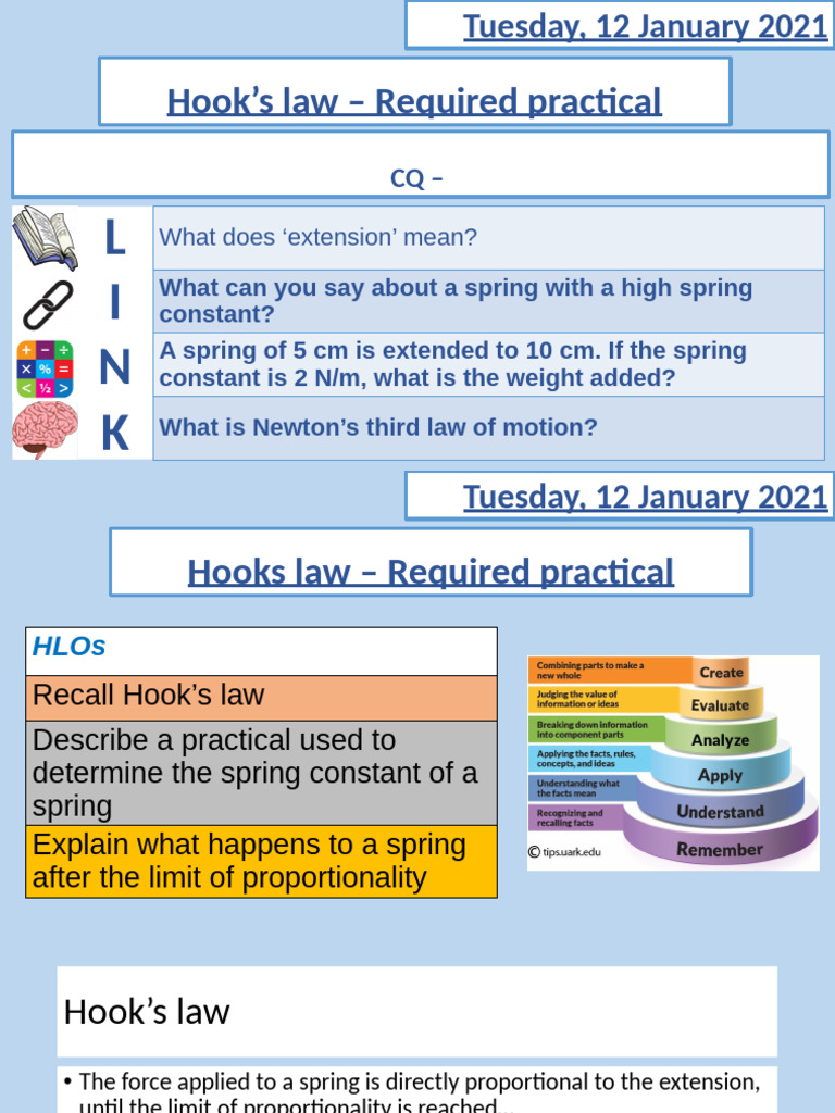 Hook's Law Practical Guide | PDF | Force | Physical Quantities