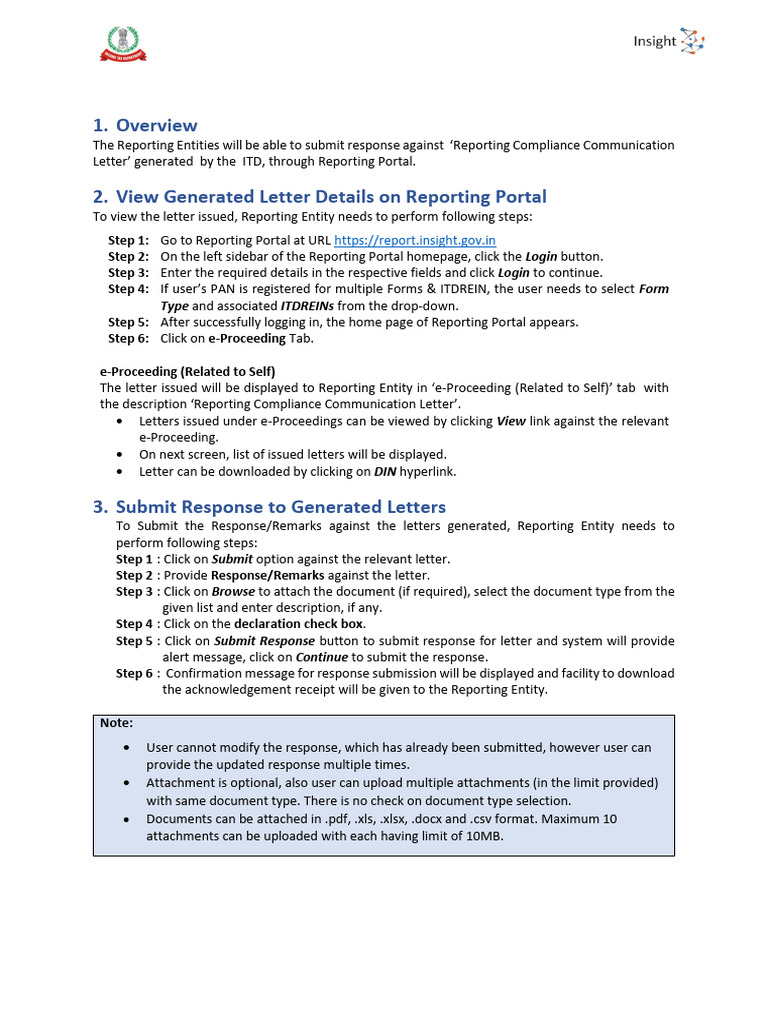 Quick Reference Guide - Submission of Response To Reporting Compliance ...