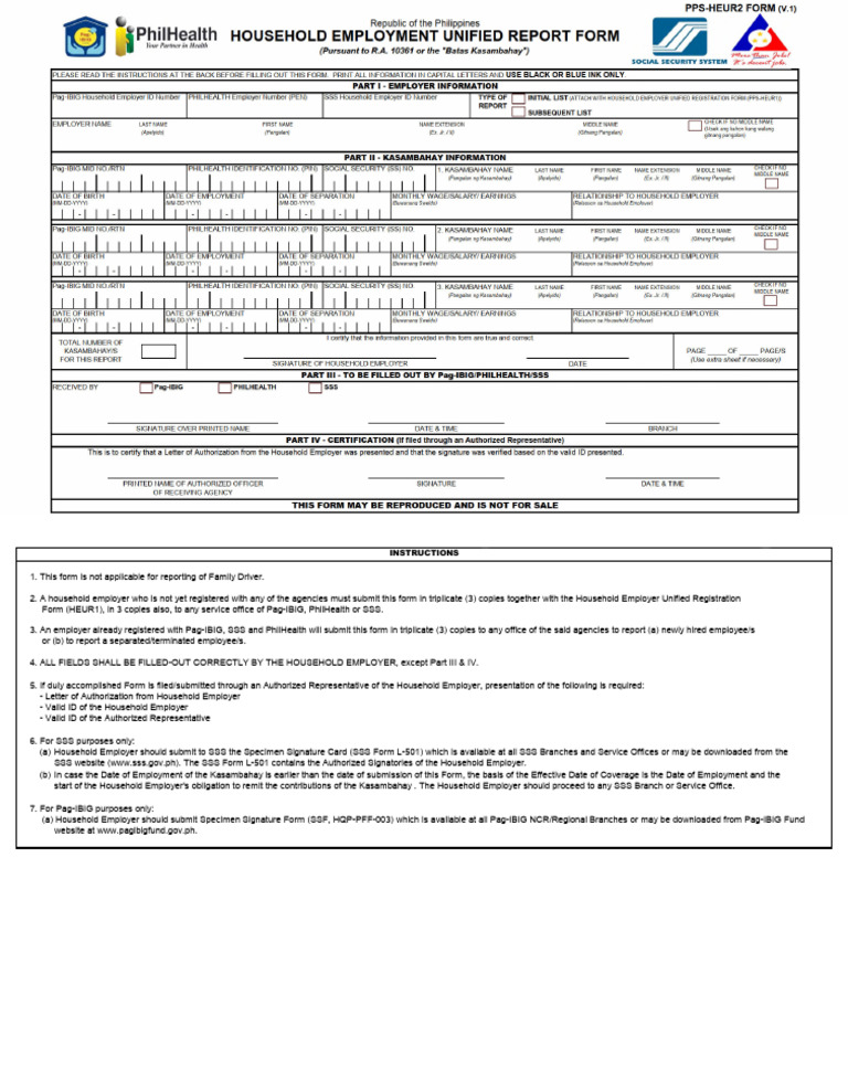 HDMF Household Employment Unified Report Form | PDF