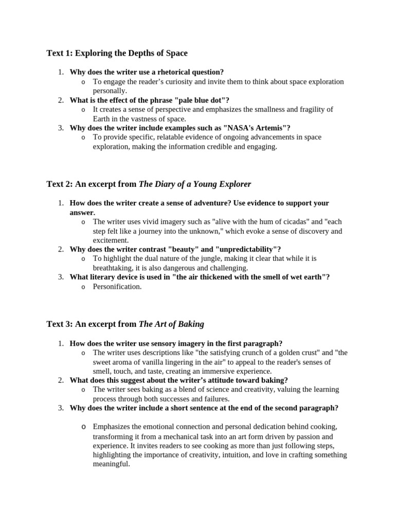 Commenting On Language and Structure Practice Sheet MS | PDF | Senses ...