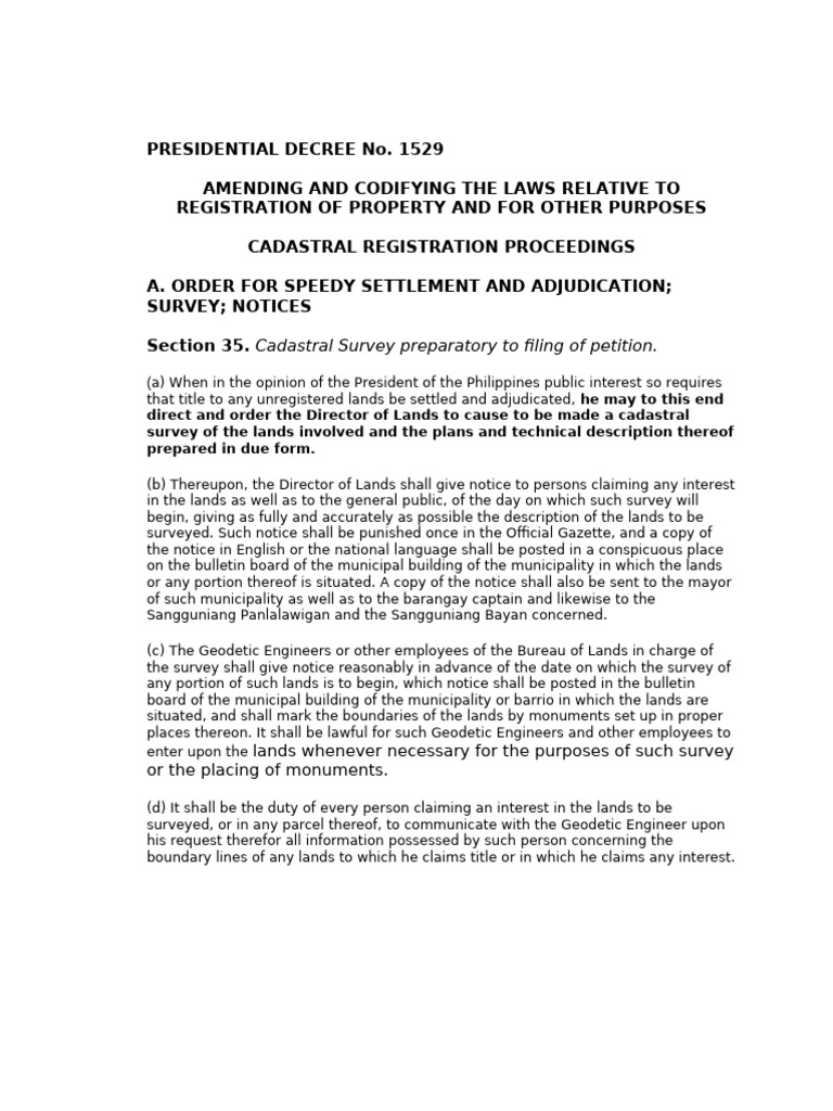 Cadastral Survey Registration Process | PDF