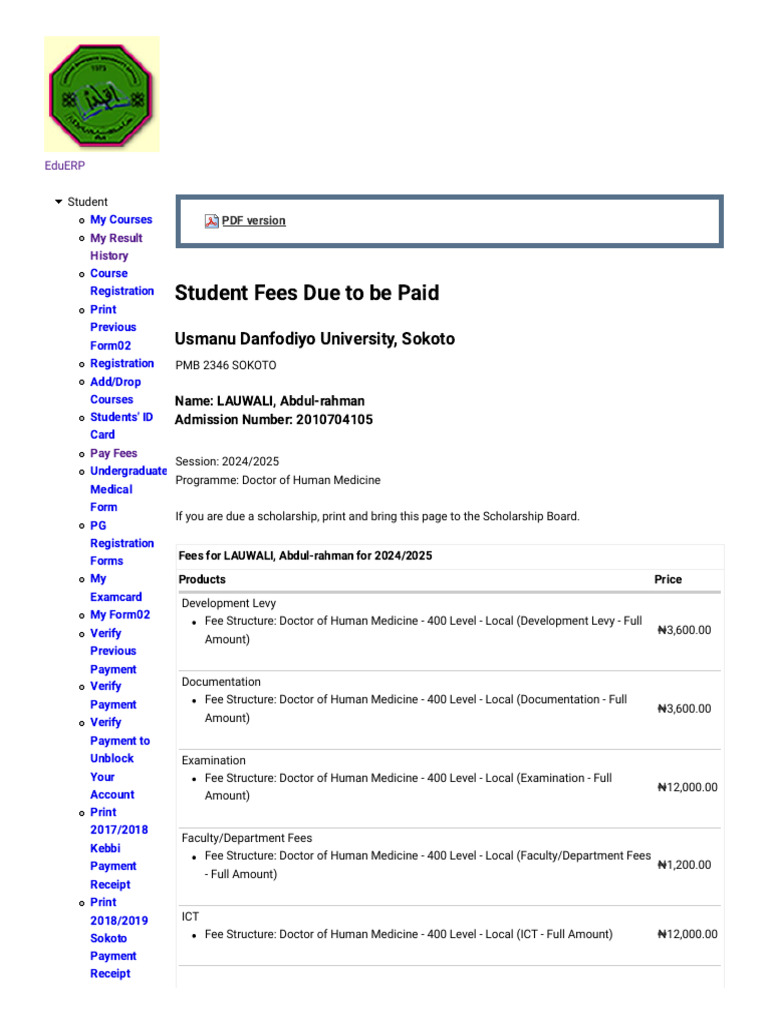 Student Fees Due To Be Paid - EduERP | PDF | Payments