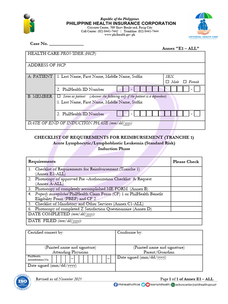 PHIC Checklist For Tranche 1 | PDF