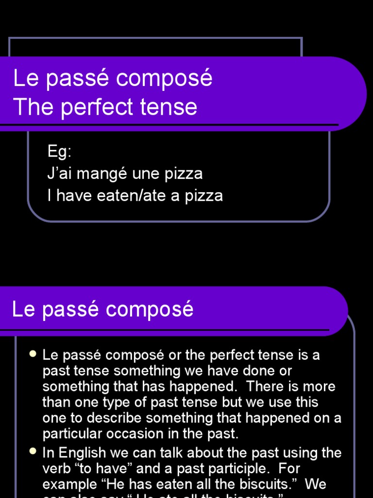 Le Passé Composé With Avoir | PDF | Perfect (Grammar) | Grammatical Tense