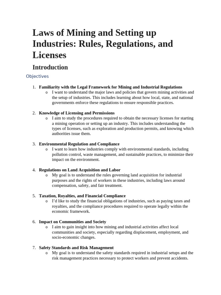 Mining & Industry Regulations Guide | PDF | Mining | Surface Mining