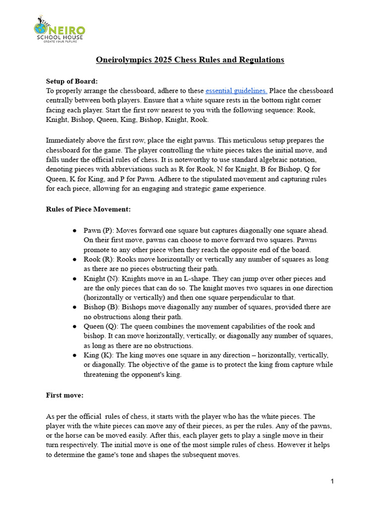 Chess Rules and Regulations | PDF | Chess | Game Rules