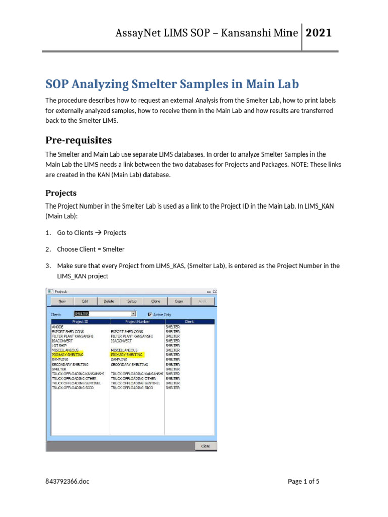 Kansanshi Mine LIMS SOP Guide | PDF | Computing | Software