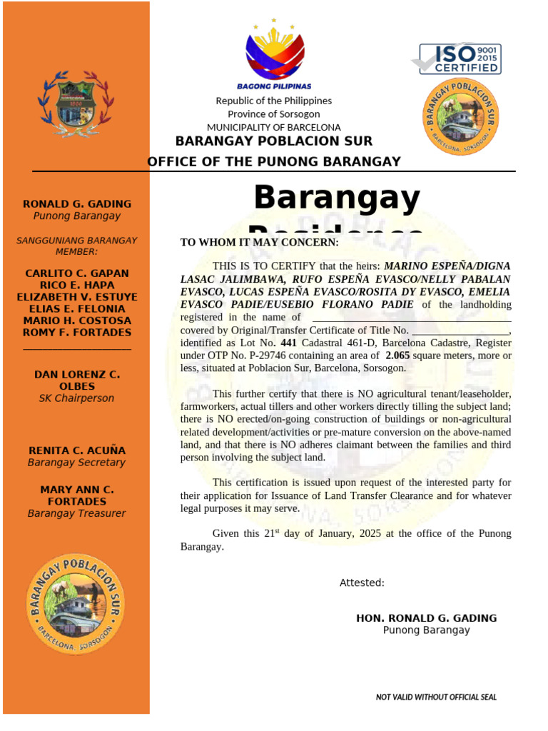 DAR CLEARANCE 2025 | PDF