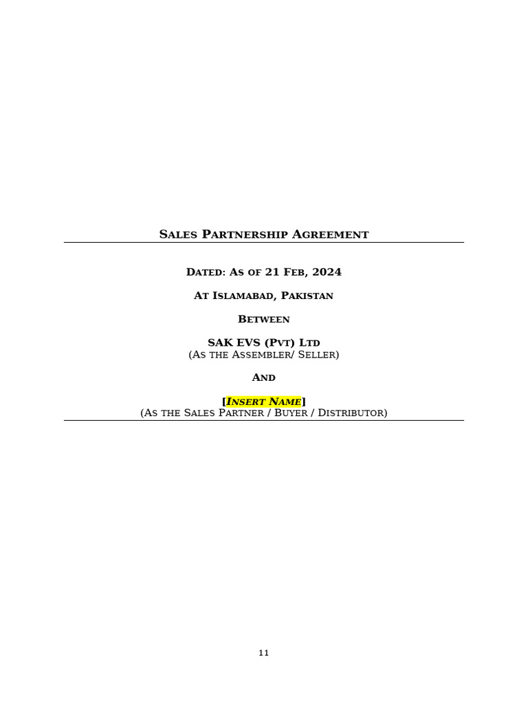 Sales Partnership Agreement 2024 | PDF | Sales | Mail