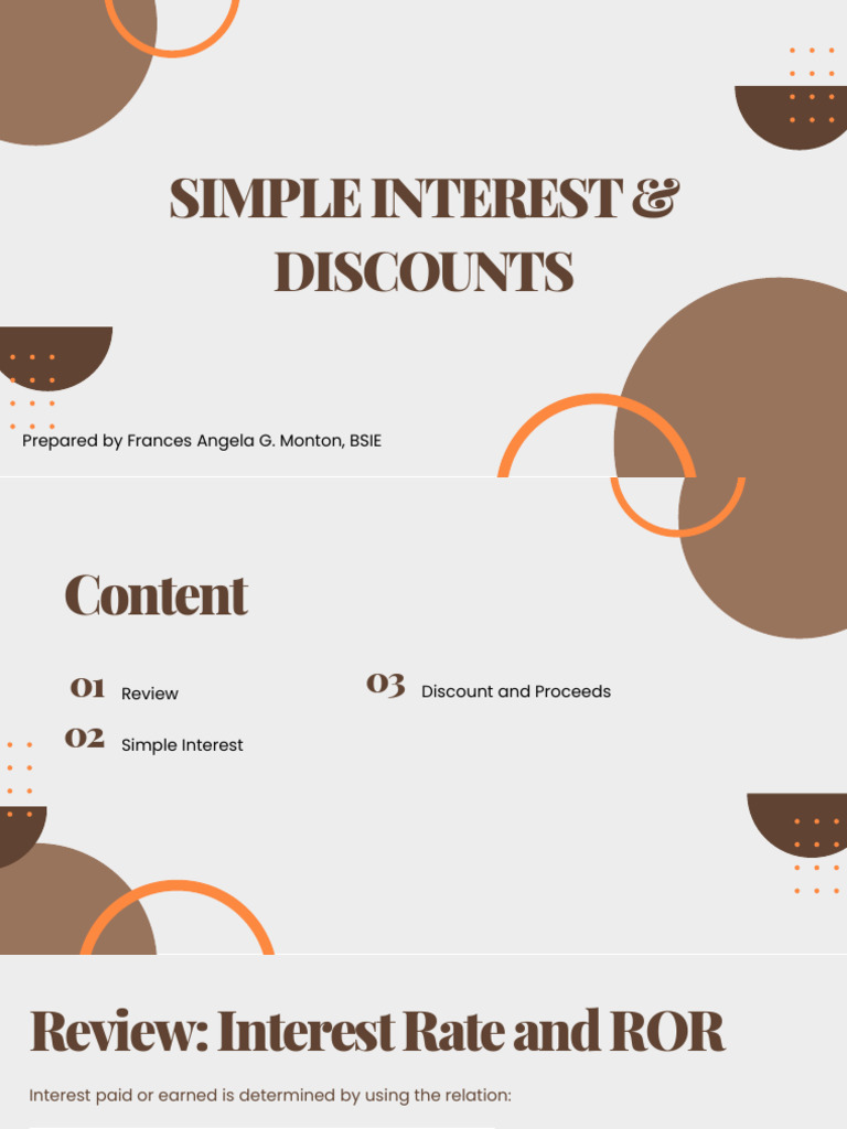 Simple Interest and Discounts Overview | PDF | Interest | Discounting
