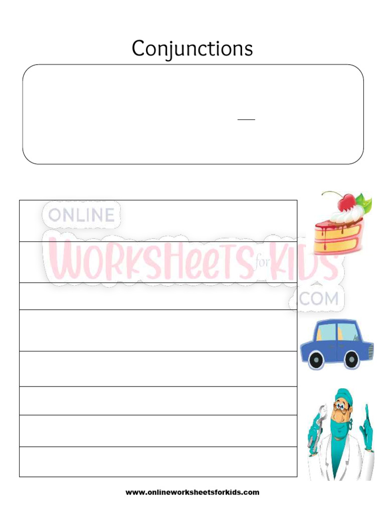 Conjunction Worksheets 1st Grade 2 | PDF