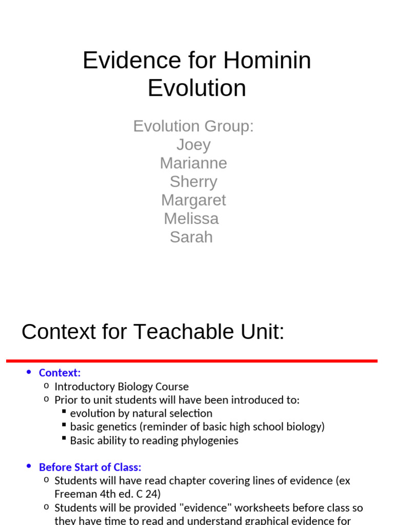 Evidence For Hominin Evolution Northwest 2011 | PDF | Human Evolution | Evolution
