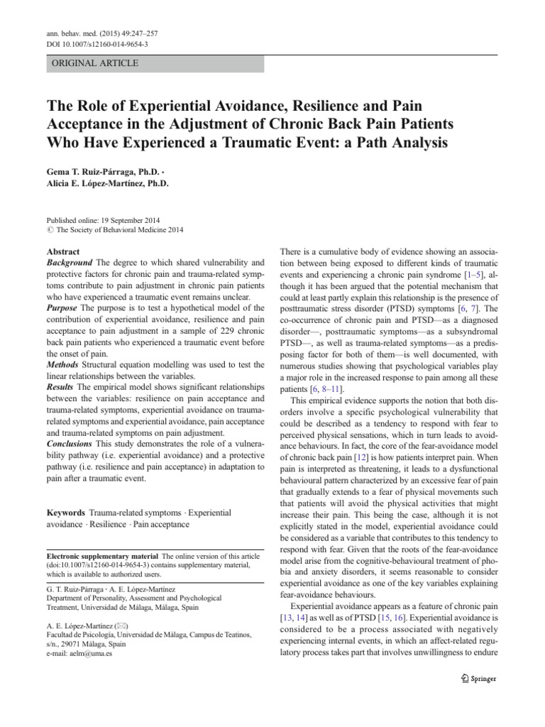 The Role of Experiential Avoid | PDF | Psychological Trauma ...