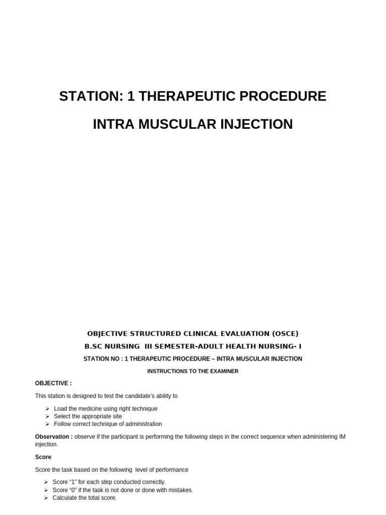 Intra Muscular Injection | PDF | Injection (Medicine) | Clinical Medicine