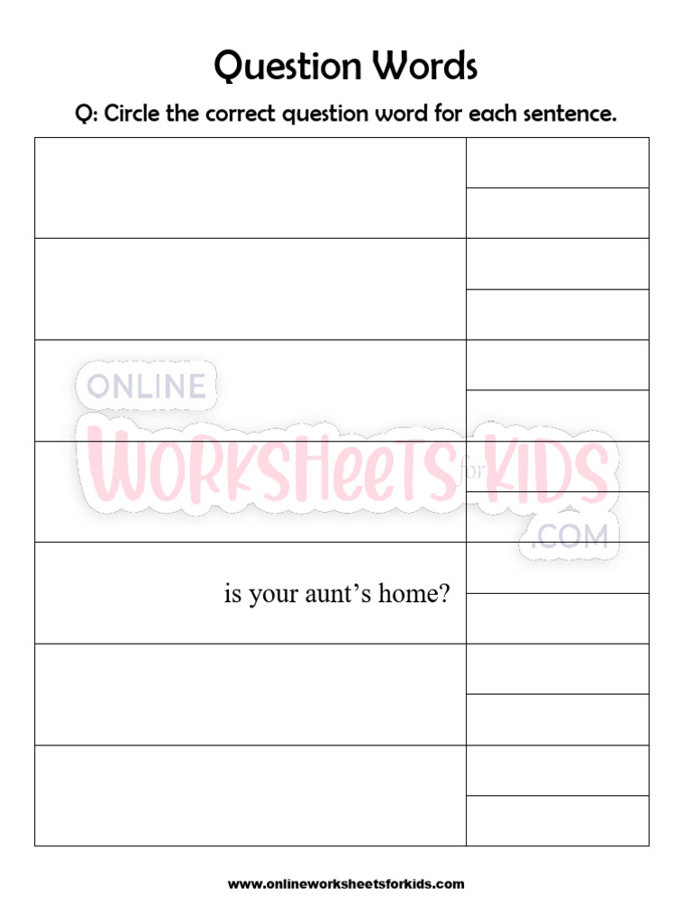 Question Word Worksheet For Grade 1-2 | PDF