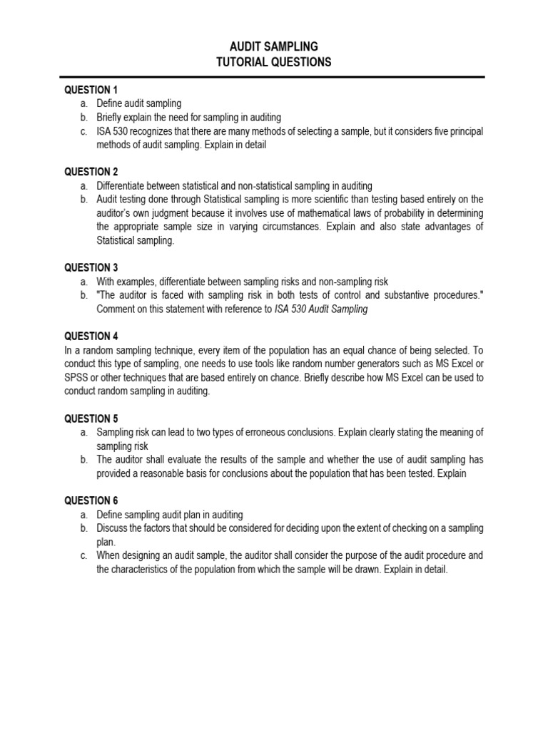 AUDIT SAMPLING-1 | PDF | Audit | Sampling (Statistics)