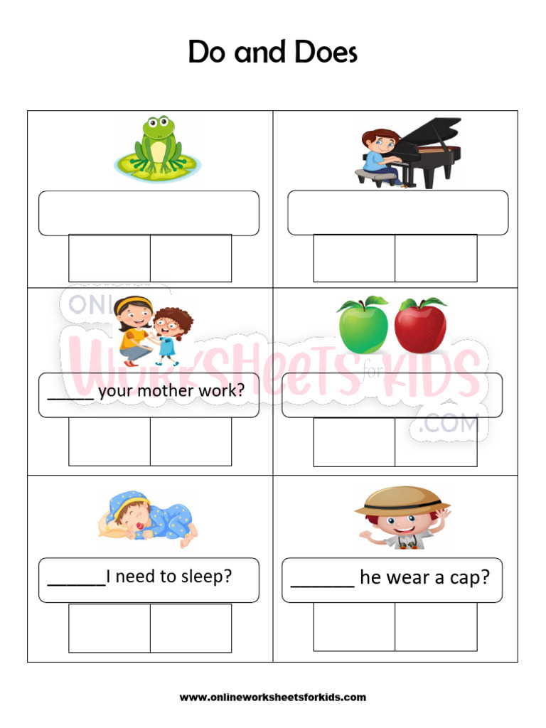 Do vs. Does Worksheet for Kids | PDF