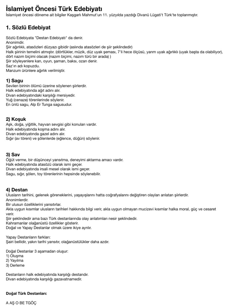 İslamiyet Öncesi Türk Edebiyatı | PDF