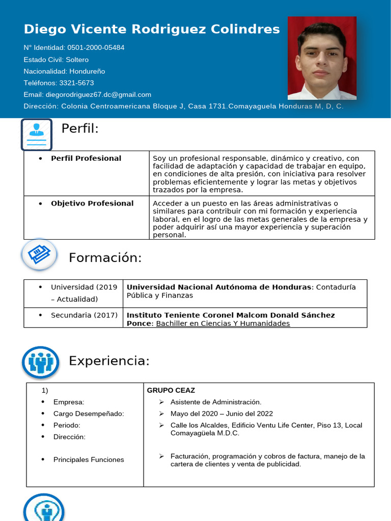 Currículum de Diego Rodríguez | PDF | Honduras