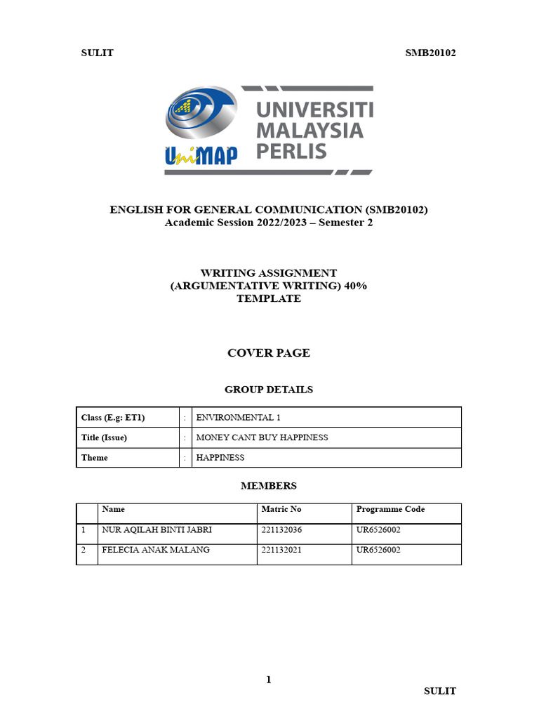 ARGUMENTATIVE ESSAY ENVIRO 1 GP 2 | PDF | Happiness | Pleasure