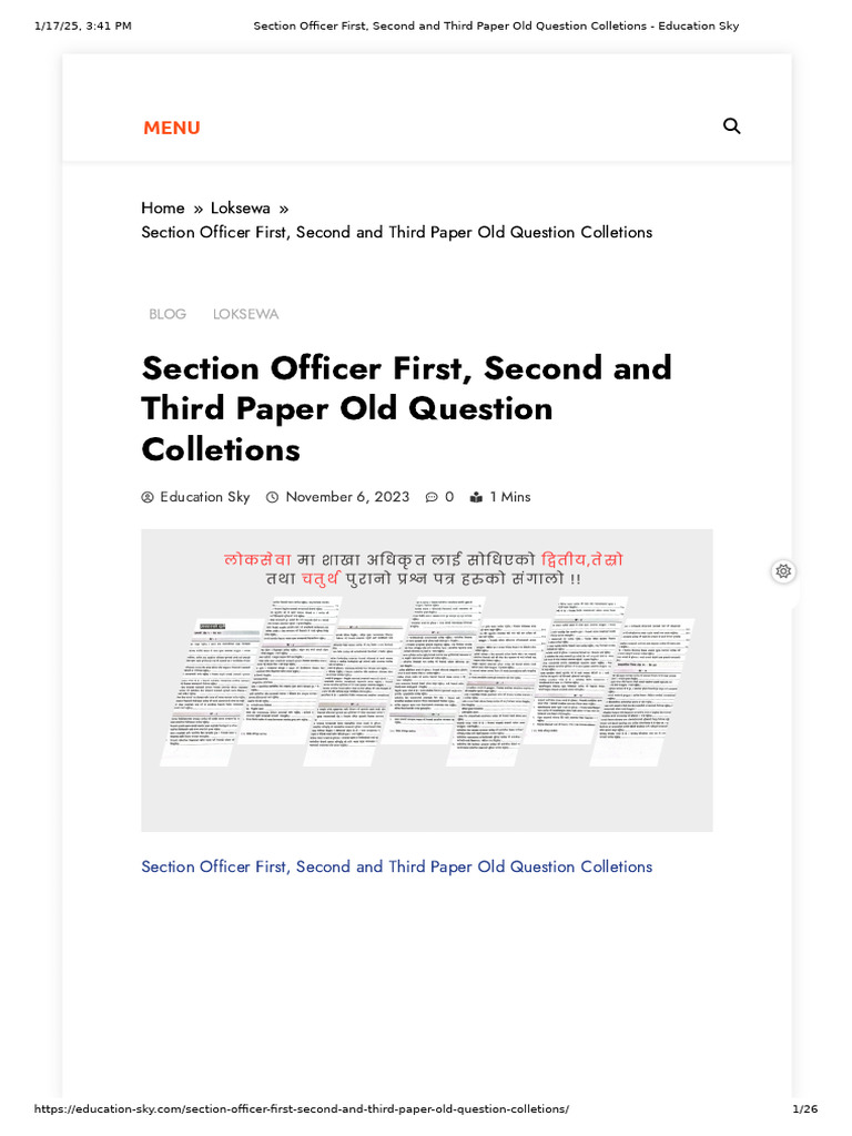 Section Officer First, Second and Third Paper Old Question Colletions ...