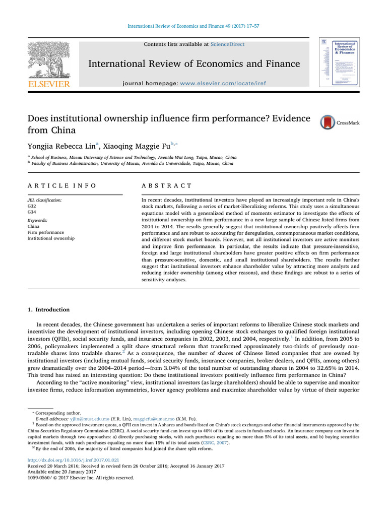 Does Institutional Ownership Influence Firm Performance Evidence From ...