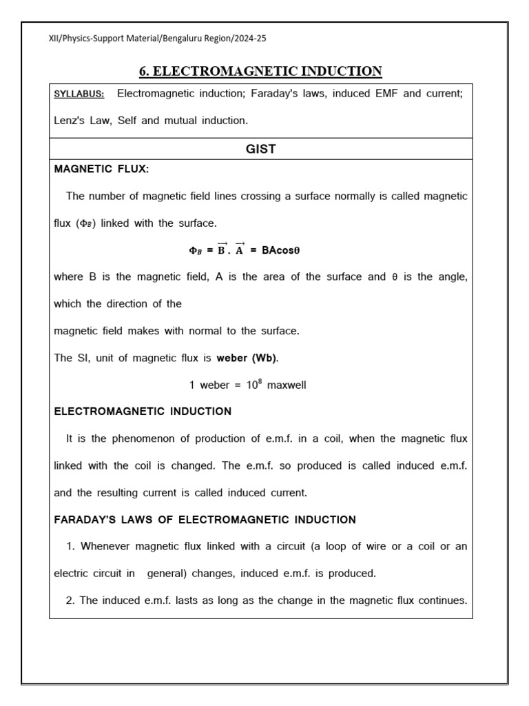 Electromagnetic Induction | PDF | Electromagnetic Induction | Inductance