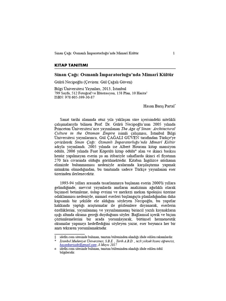 Sinan Cagi Osmanli Imparatorlugunda Mima | PDF
