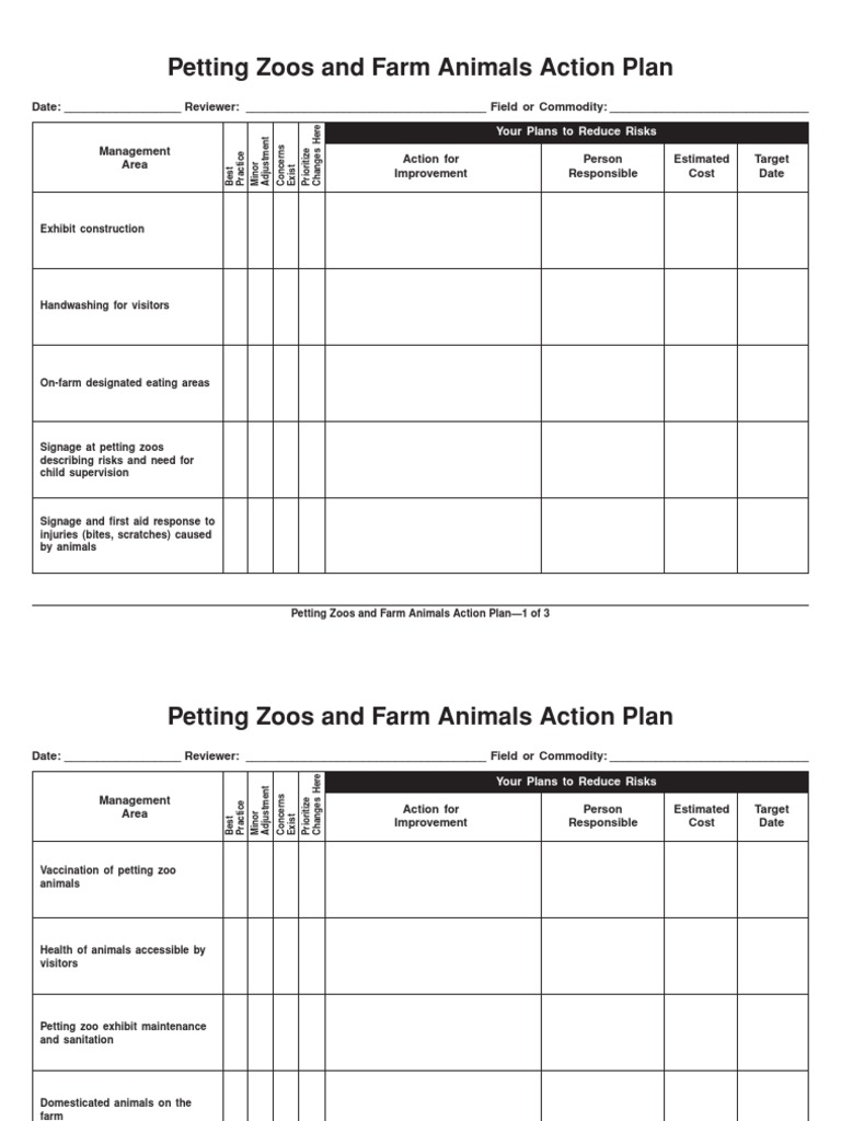 Petting Zoos and Farm Animals Action Plan | PDF