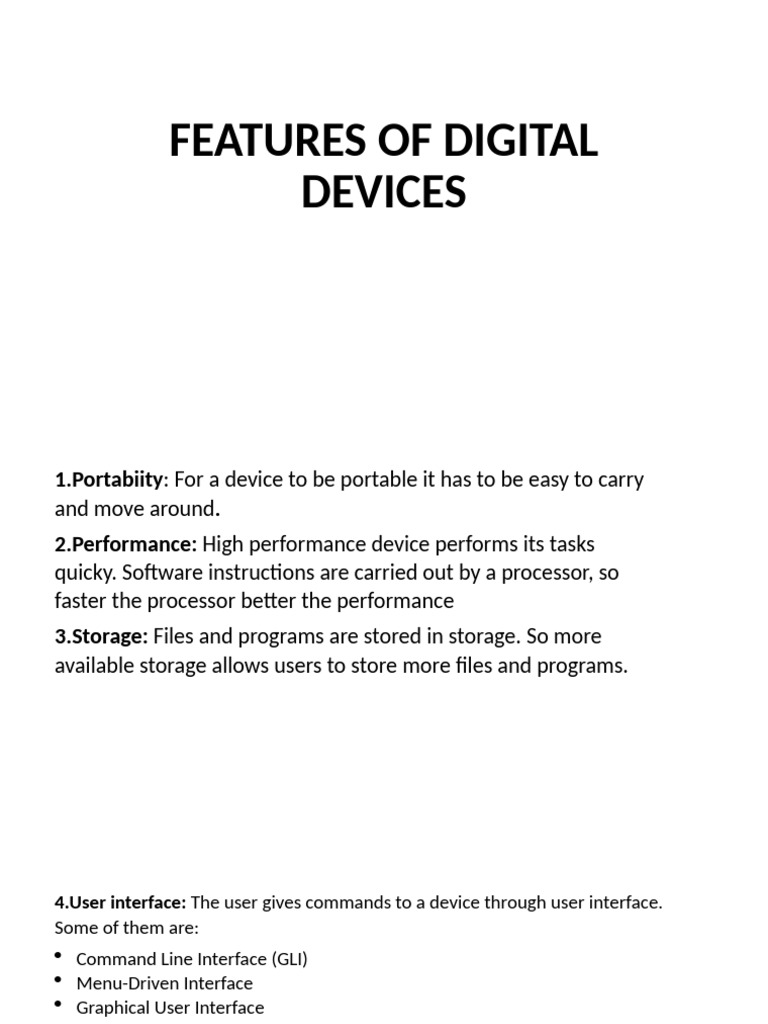 Features of Digital Devices 10 | PDF