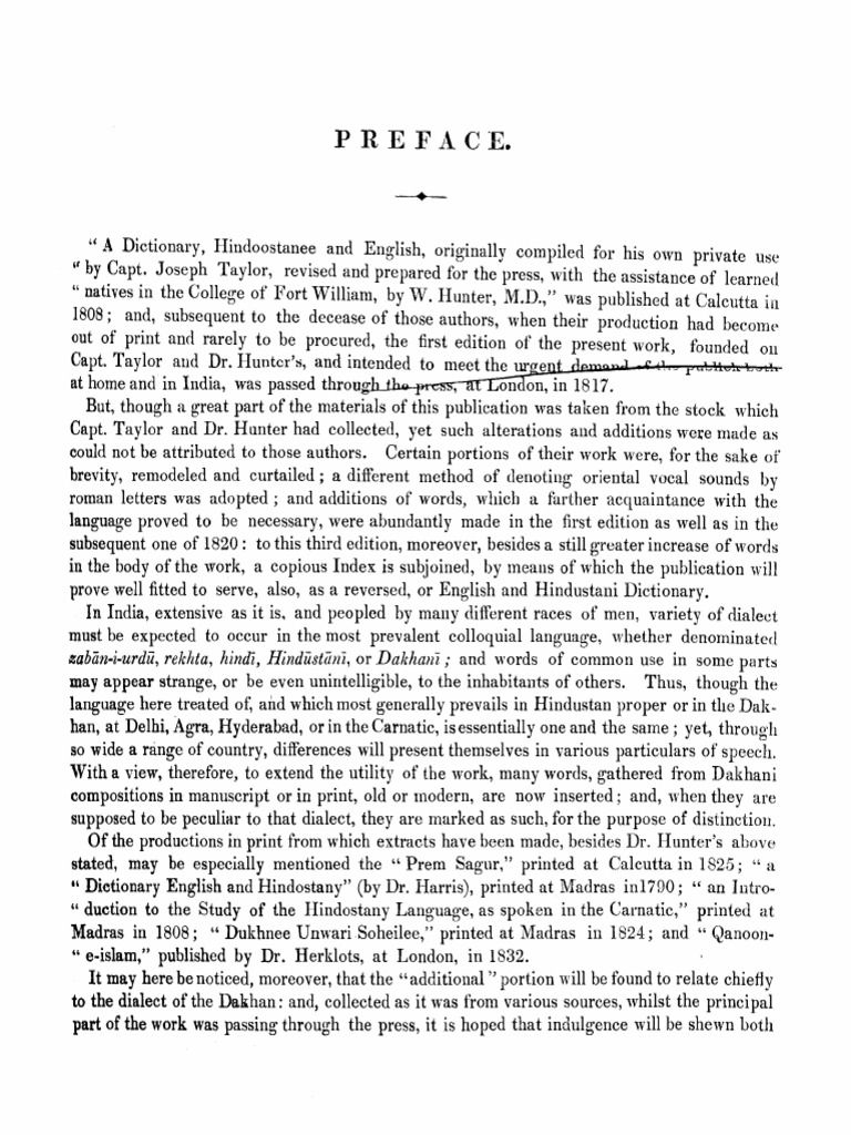 Preface Shakespear Hindustani Dictionary | PDF