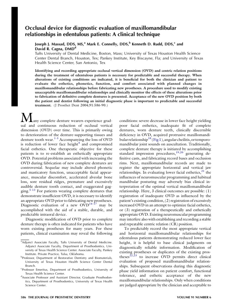 Occlusal Device For Diagnostic | PDF | Dentures | Tooth