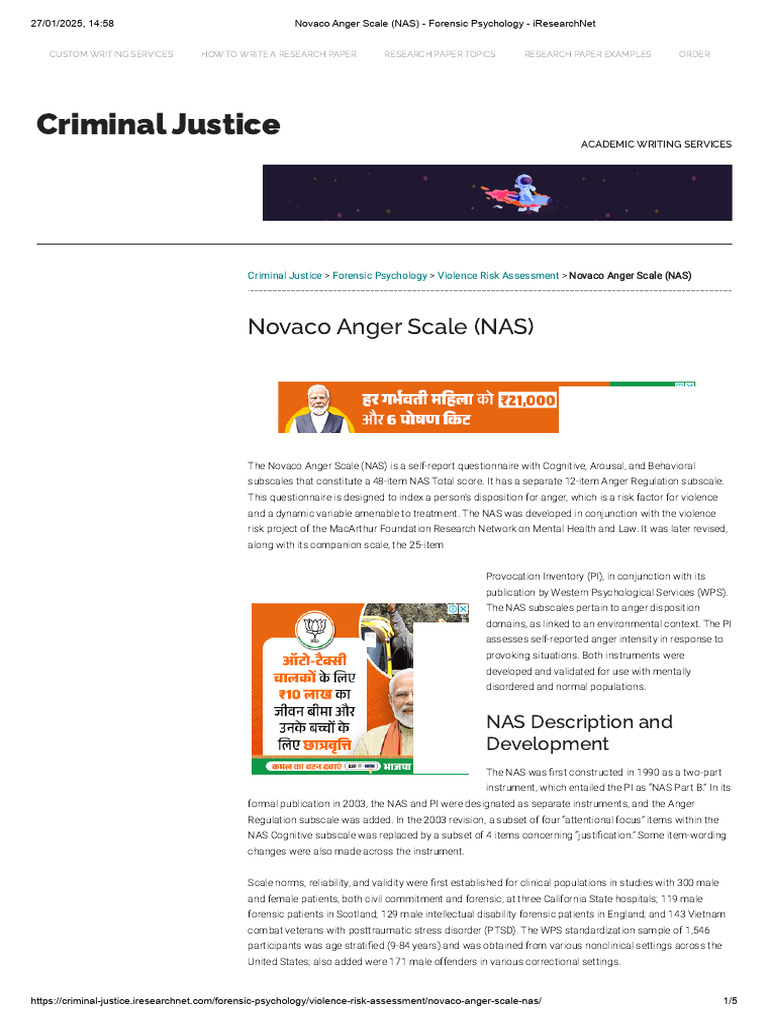 Novaco Anger Scale Guide | PDF | Psychopathy | Anger