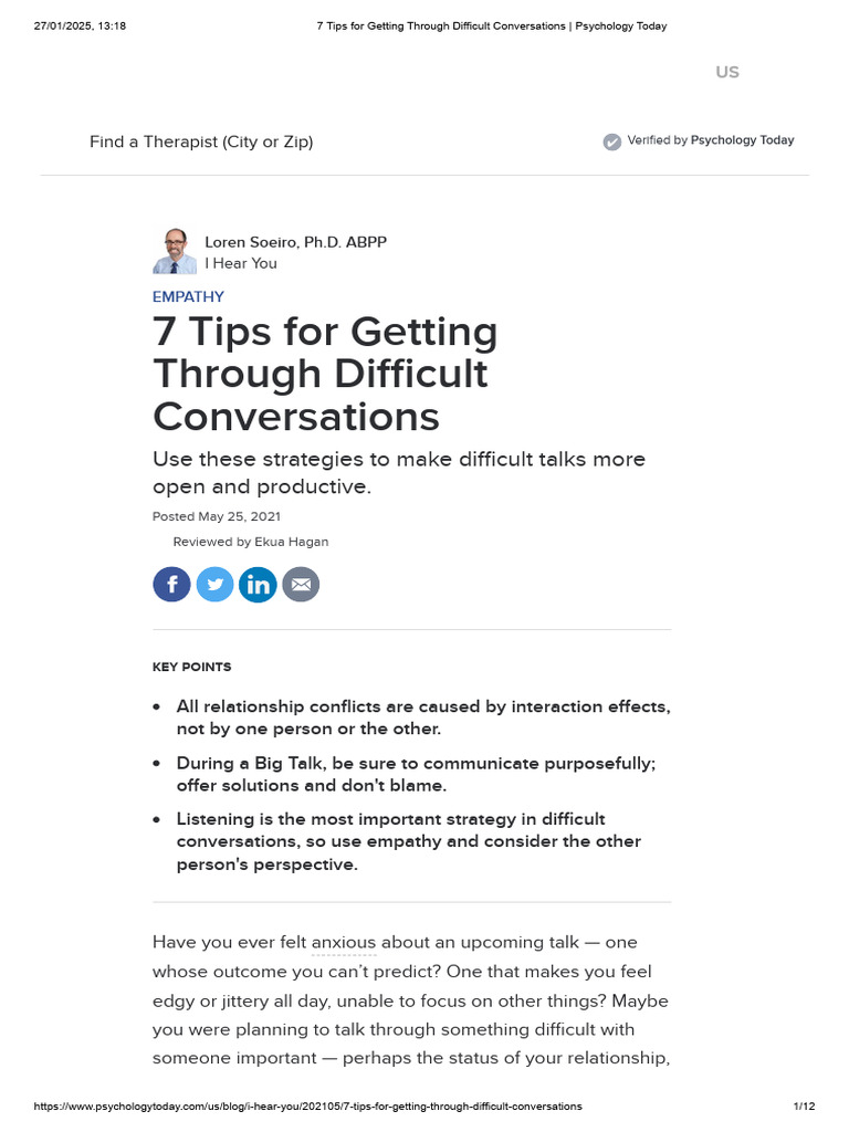 7 Tips for Difficult Conversations | PDF | Feeling | Adolescence