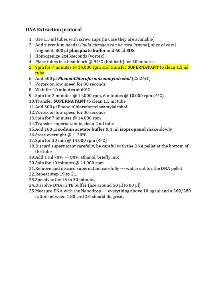 DNA Extraction Protocol | PDF