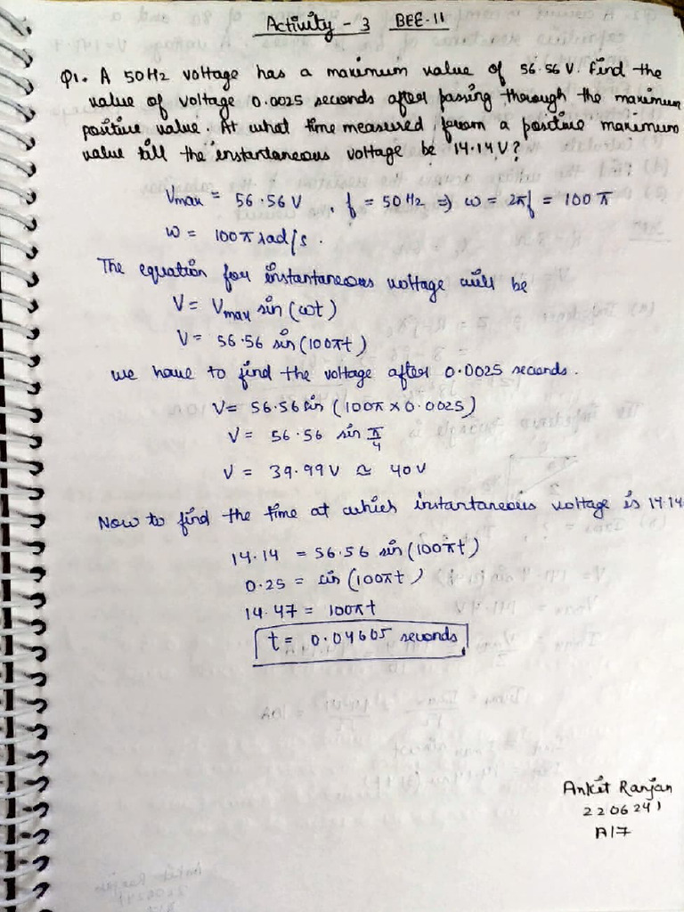 Ankit Ranjan 2206241 BEE | PDF