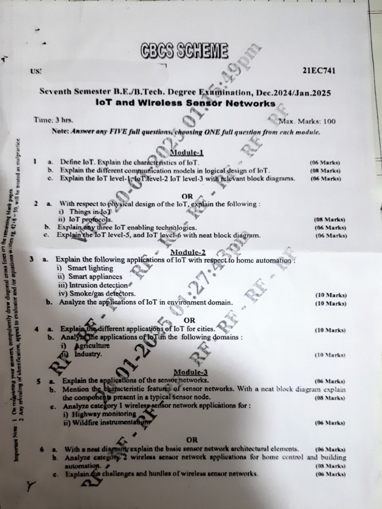 21ec741 (Iot and Wireless Sensor Network) | PDF | Wireless Sensor Network | Internet Of Things