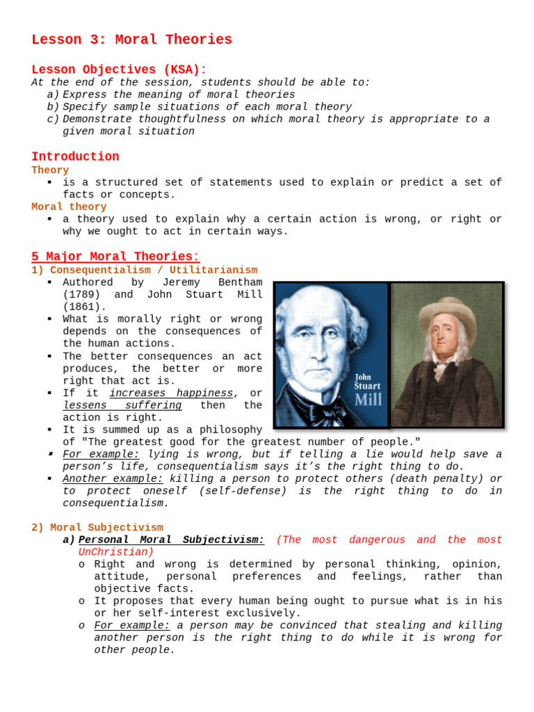 Overview of Major Moral Theories | PDF | Virtue | Utilitarianism
