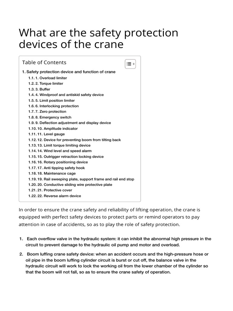 Crane Safety Protection Devices Explained | PDF | Crane (Machine) | Switch