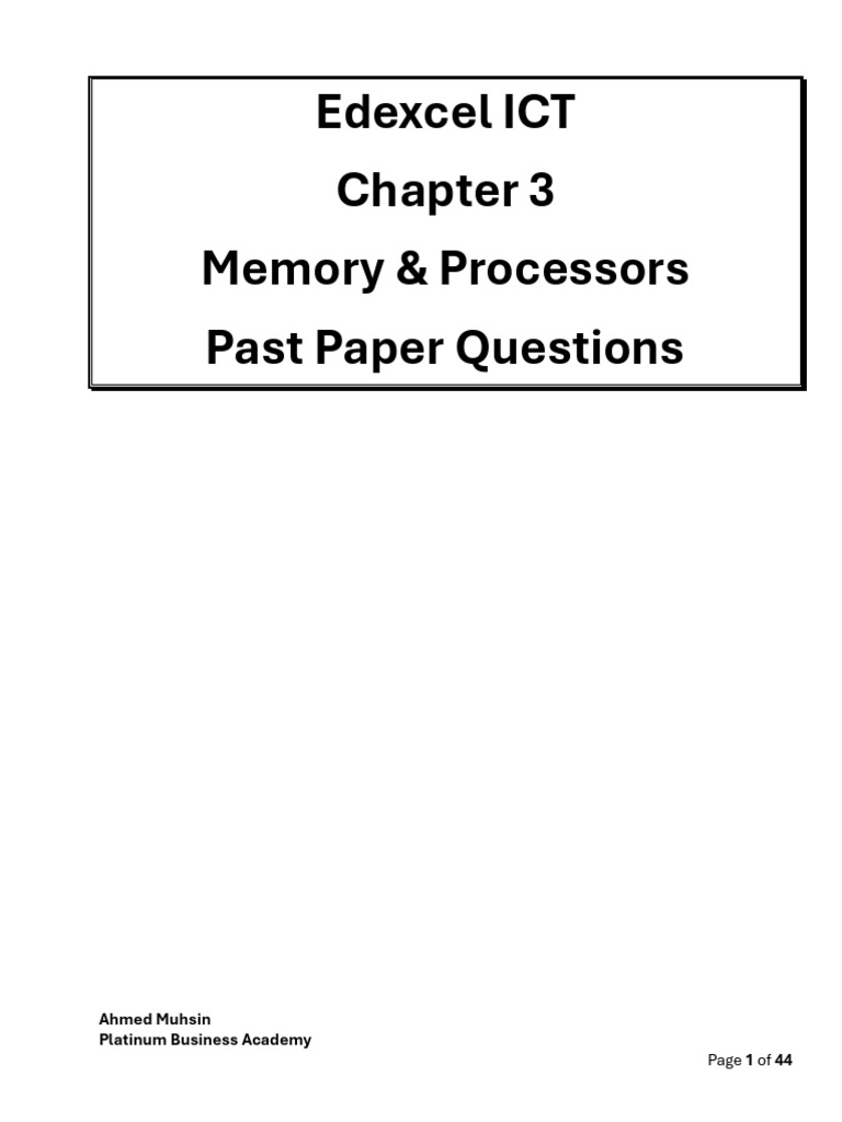 3 - Unit 1 - Memory and Processors - All Past Paper Question | PDF