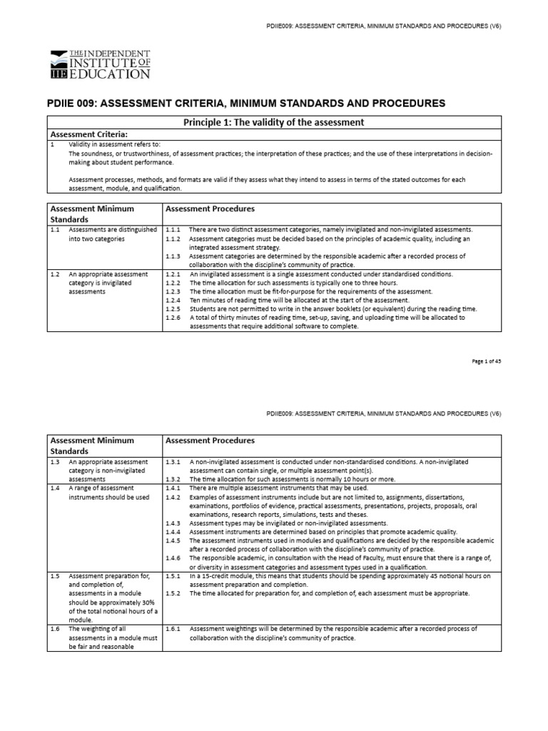 Assessment Standards and Procedures Guide | PDF | Educational ...