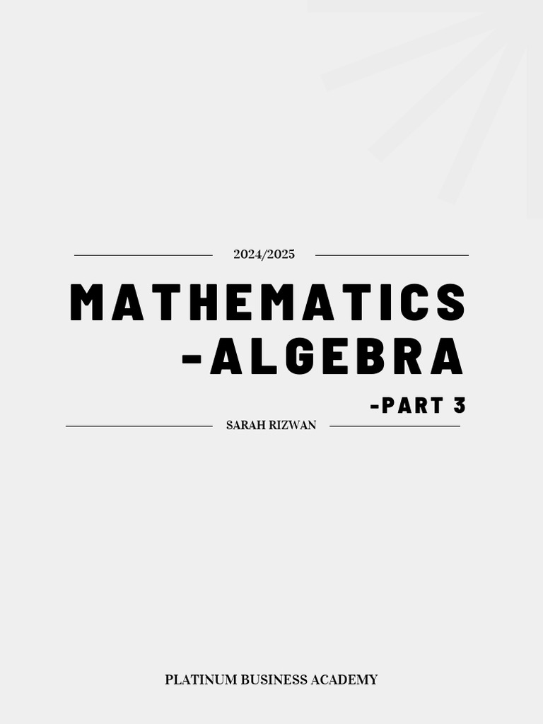 Algebra 3 Igcse | PDF