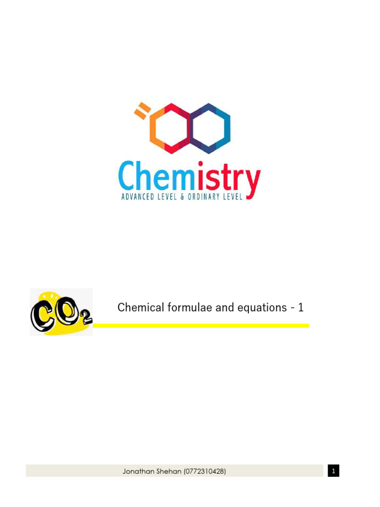 Chemical Formulae and Equations Guide | PDF