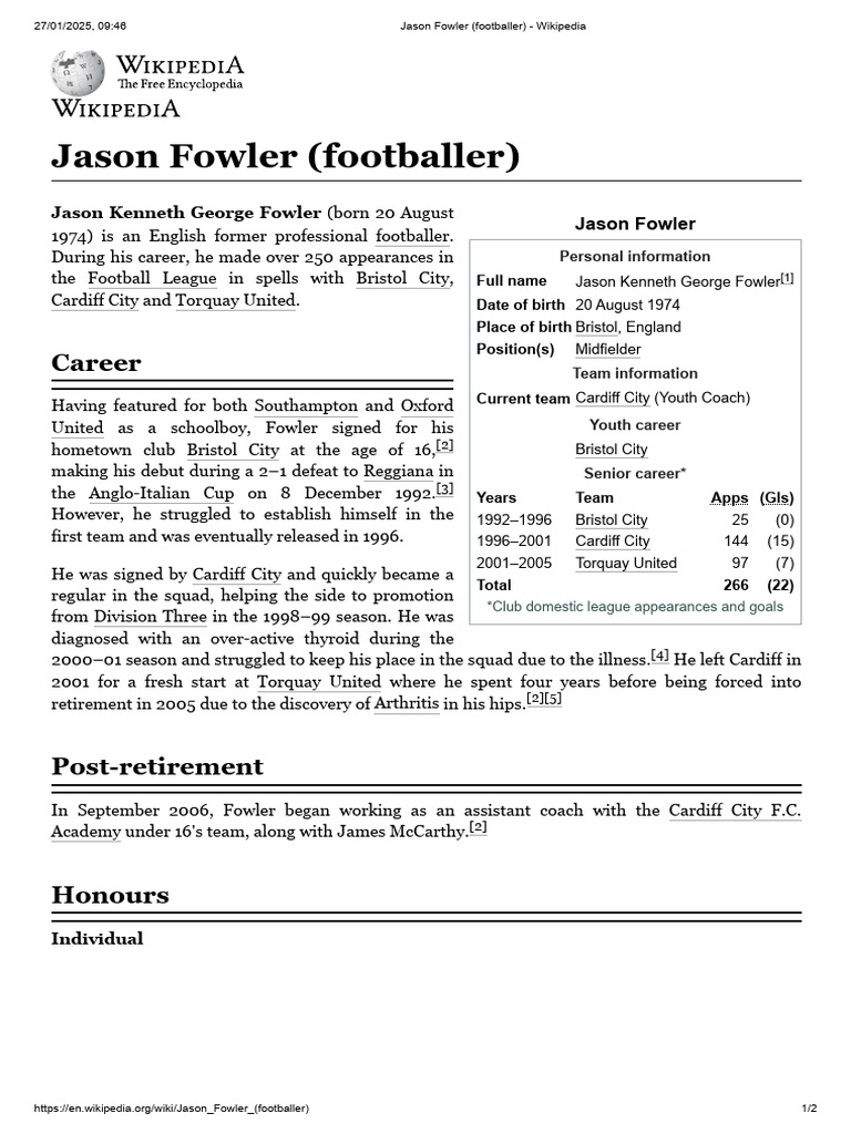 Jason Fowler: Career Overview | PDF | English Football League ...