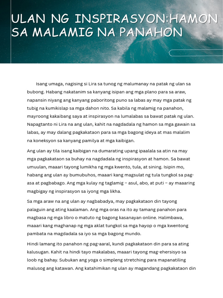 Ulan ng Inspirasyon Hamon sa Malamig na Panahon | PDF