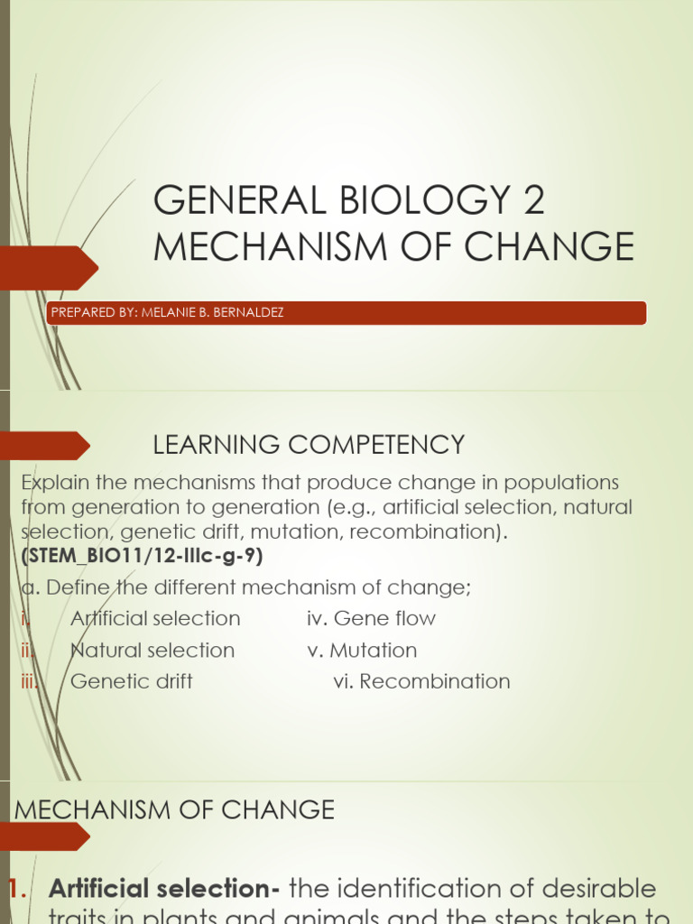 General Biology 2 Mechanism of Change | PDF | Natural Selection | Genetics