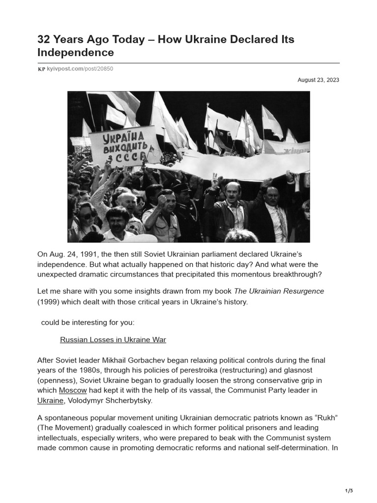 Ukraine's Independence Day: 32 Years On | PDF | Ukraine | Soviet Union