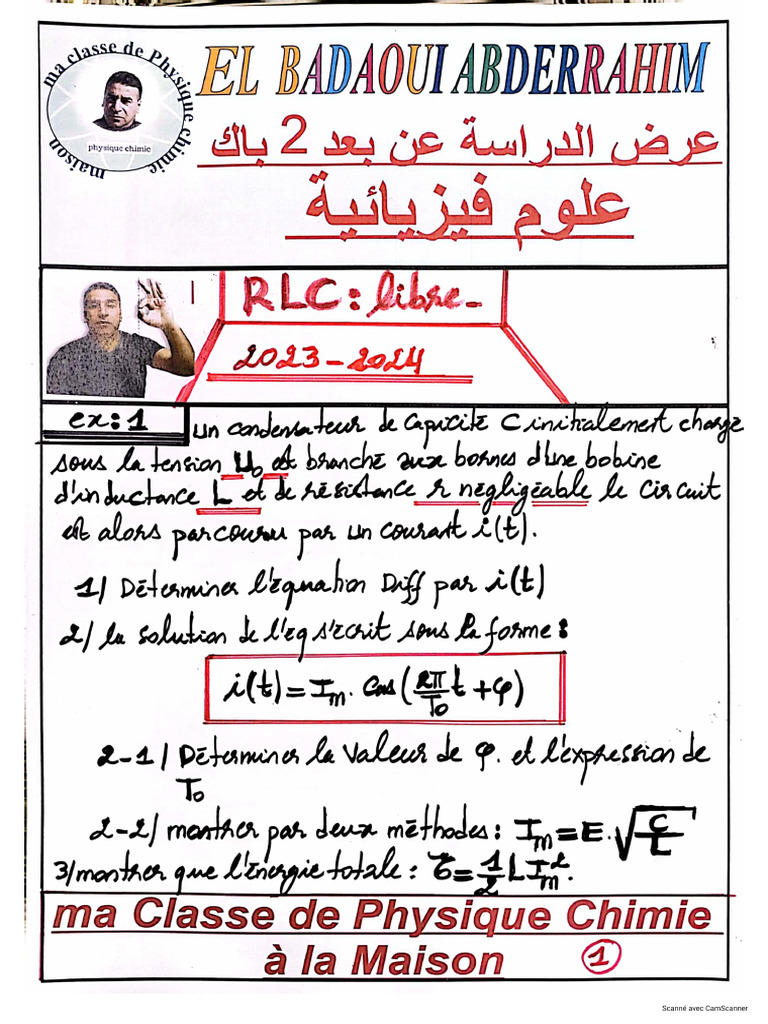 RLC Libre Pour 2 Ème Bac PC Prof El Badaoui | PDF