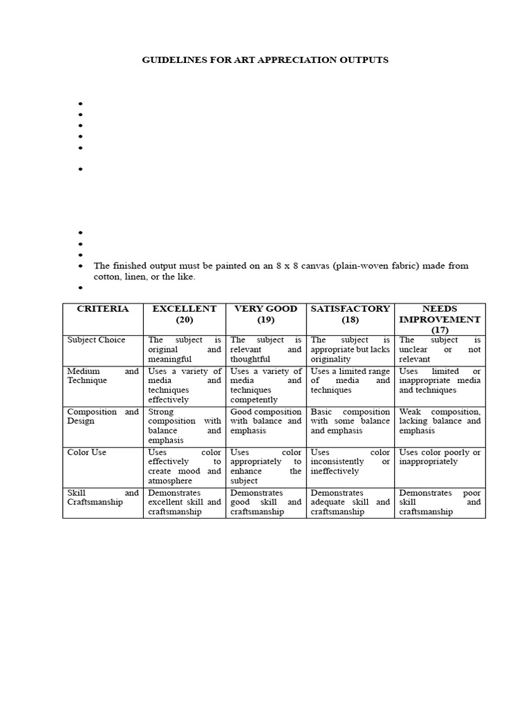 Art Appreciation Project Guidelines | PDF | Composition (Visual Arts ...