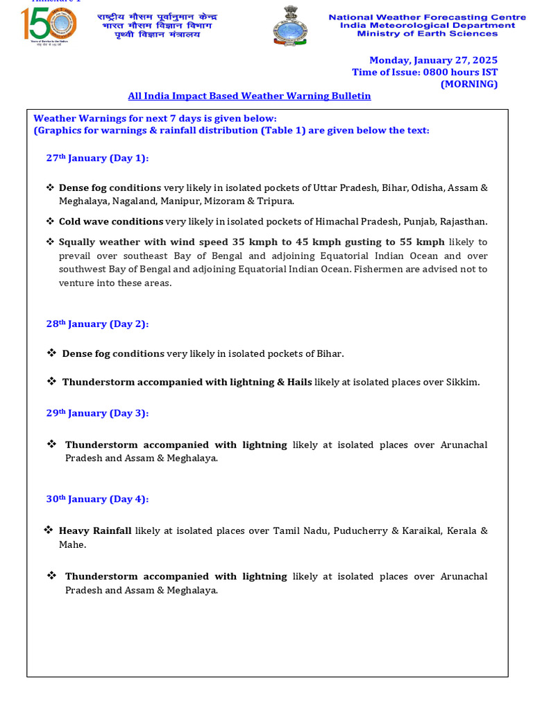 7-Day Weather Warning Bulletin | PDF | Hypothermia | Respiratory Diseases